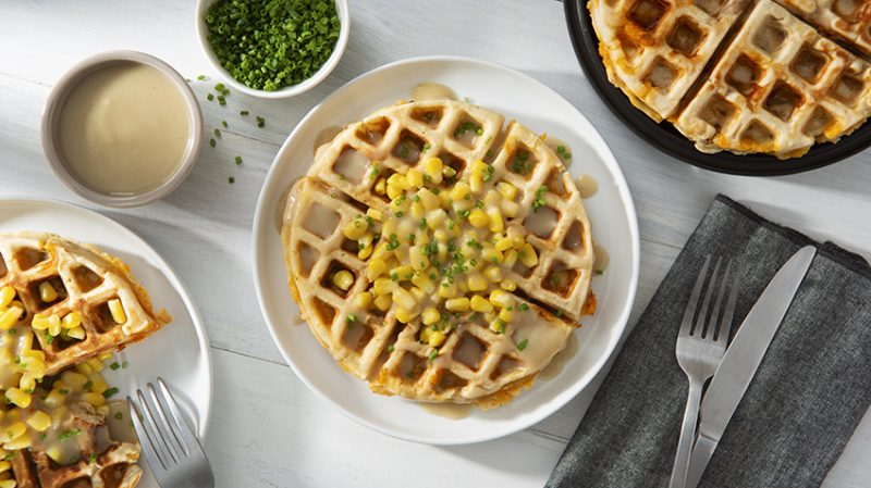 Leftover Turkey and Stuffing Waffles with Gravy - Better Than Bouillon